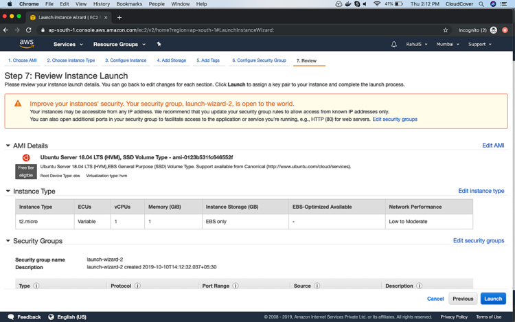 Cómo crear una instancia EC2 de Ubuntu en AWS – HowtoForge Cómo crear una instancia EC2 de Ubuntu en AWS – HowtoForge